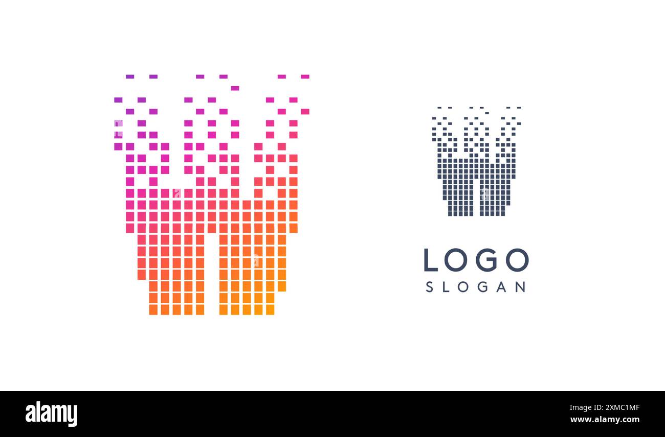 Pixelated Letter W transitioning into scattered pixels with gradient ...