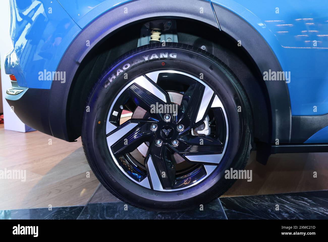 Kuala Lumpur, Malaysia. 25th July, 2024. Slick Neta wheels for NETA X during the launching of ...