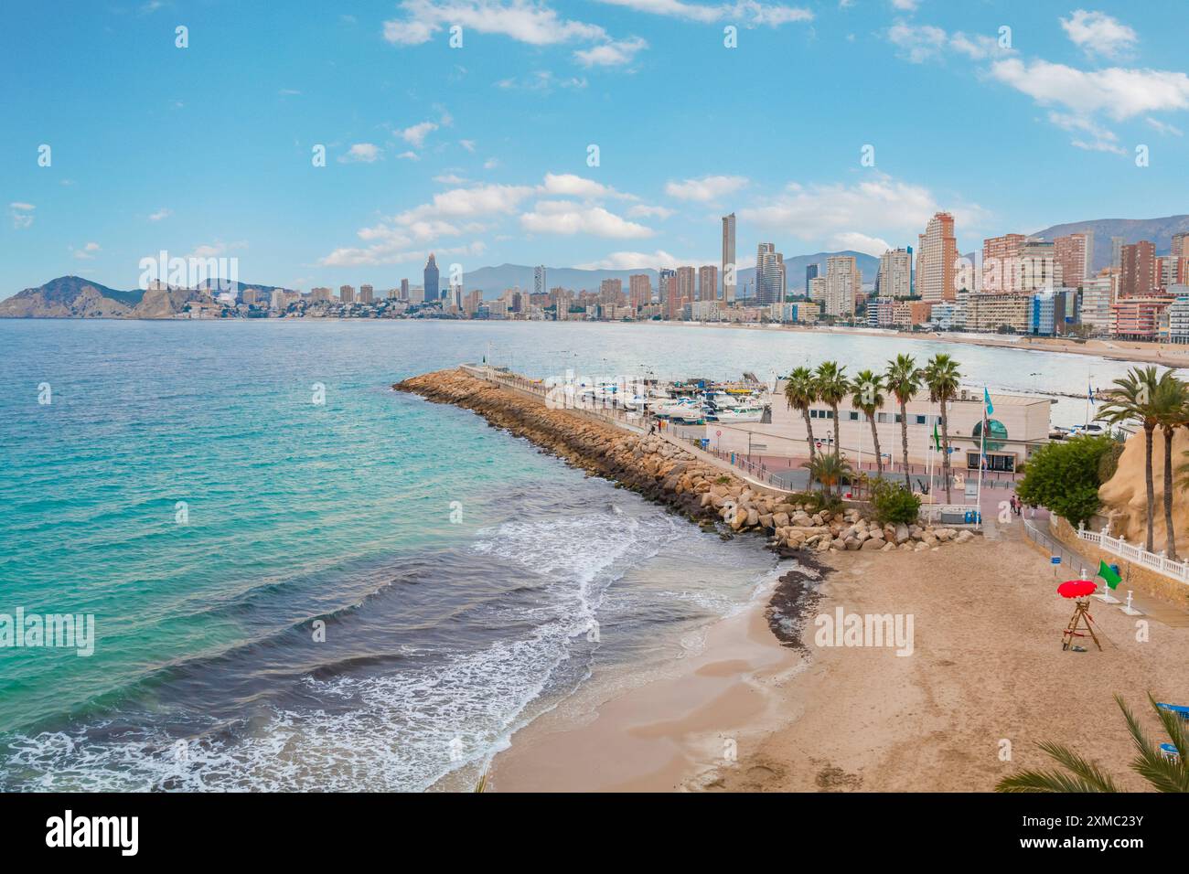 Sunny day in Benidorm resort. View from Balcon del Mediterraneo, to ...