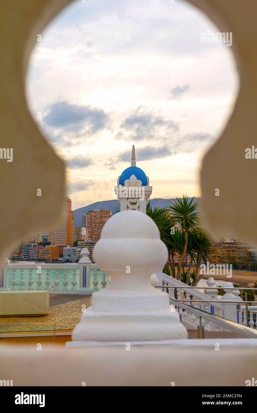 Sunny day in Benidorm resort. View from Balcon del Mediterraneo, to ...
