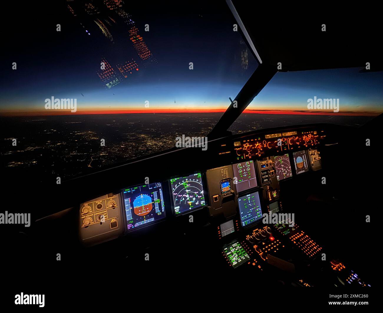 Pilots cockpit view Stock Photo - Alamy