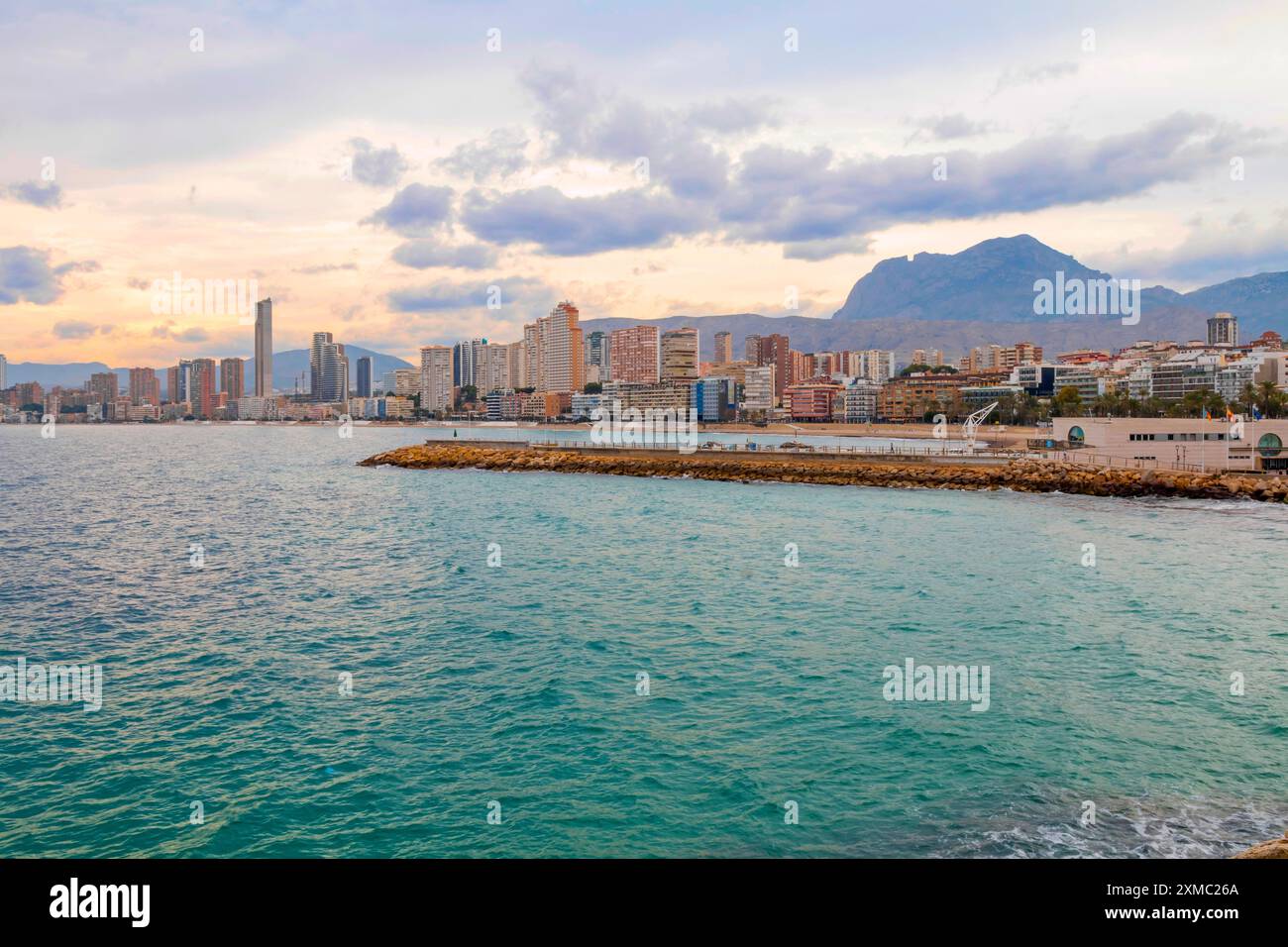 Sunny day in Benidorm resort. View from Balcon del Mediterraneo, to ...