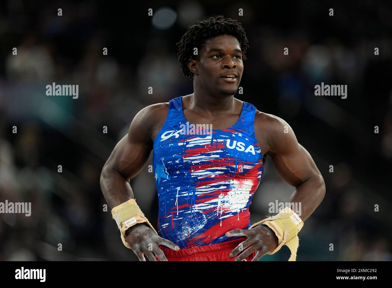 Frederick Richard, of United States, walks off after competing on the ...