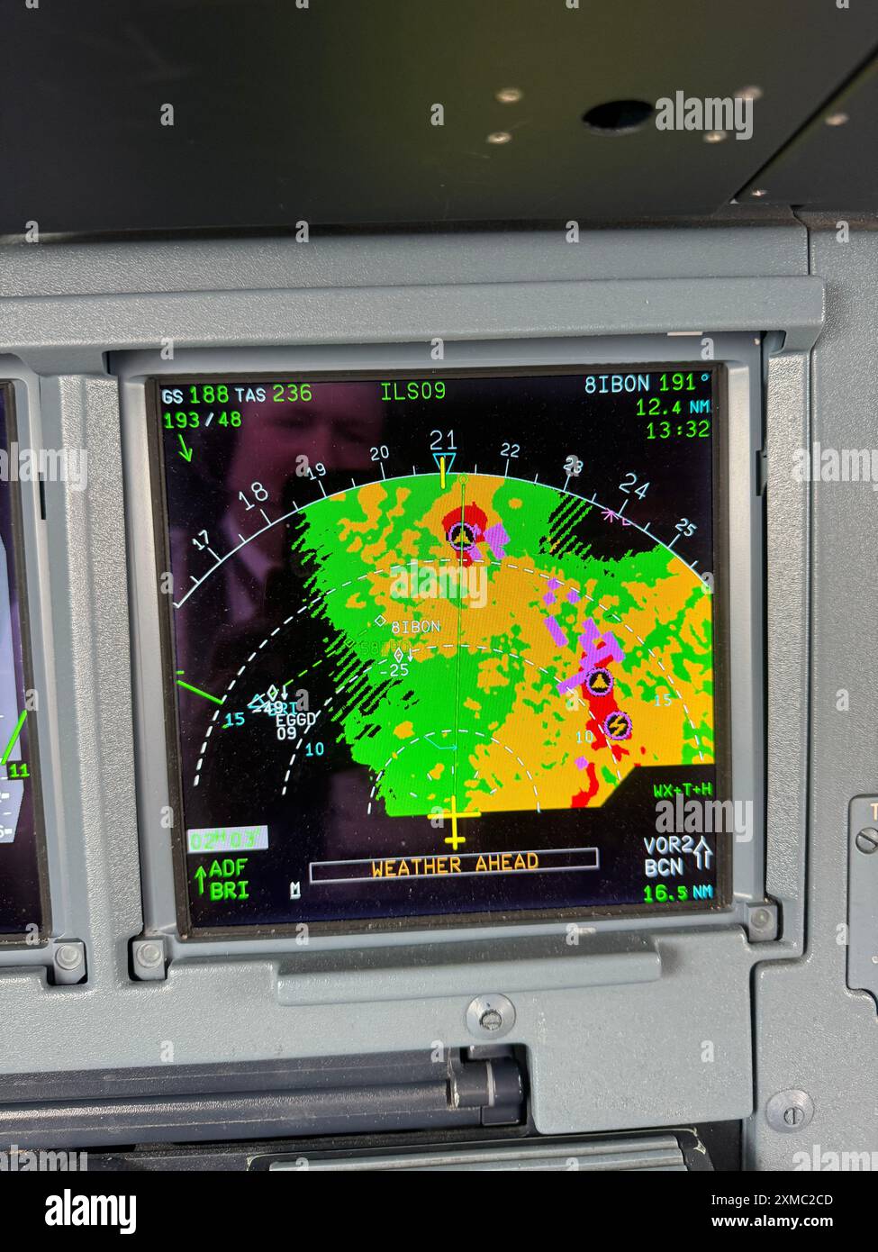Weather radar in a modern Airbus a320 Stock Photo - Alamy
