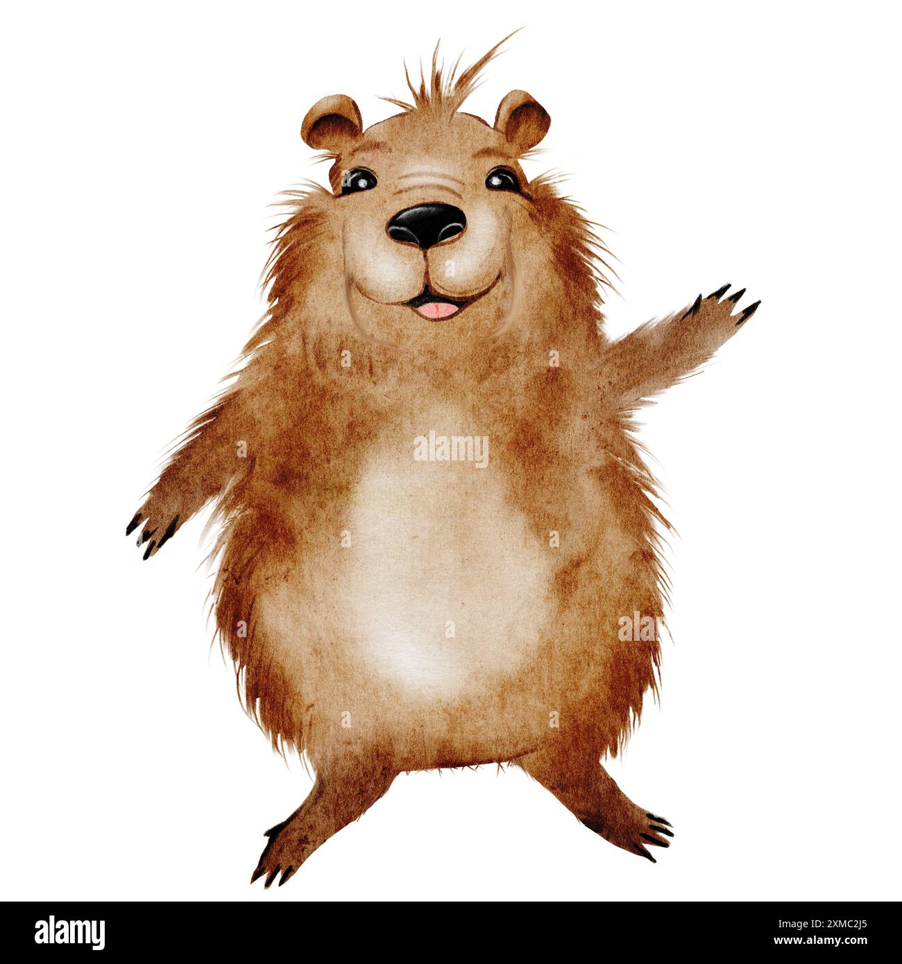 Capybara watercolor. Funny animal hand drawing on isolated white ...
