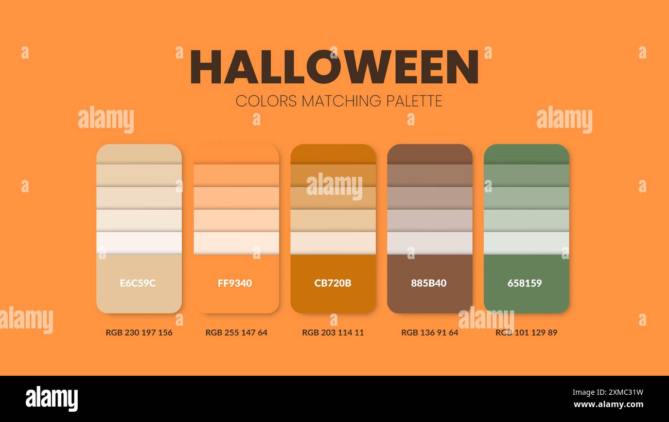 Color palette guide in Halloween colour theme collections. Color ...