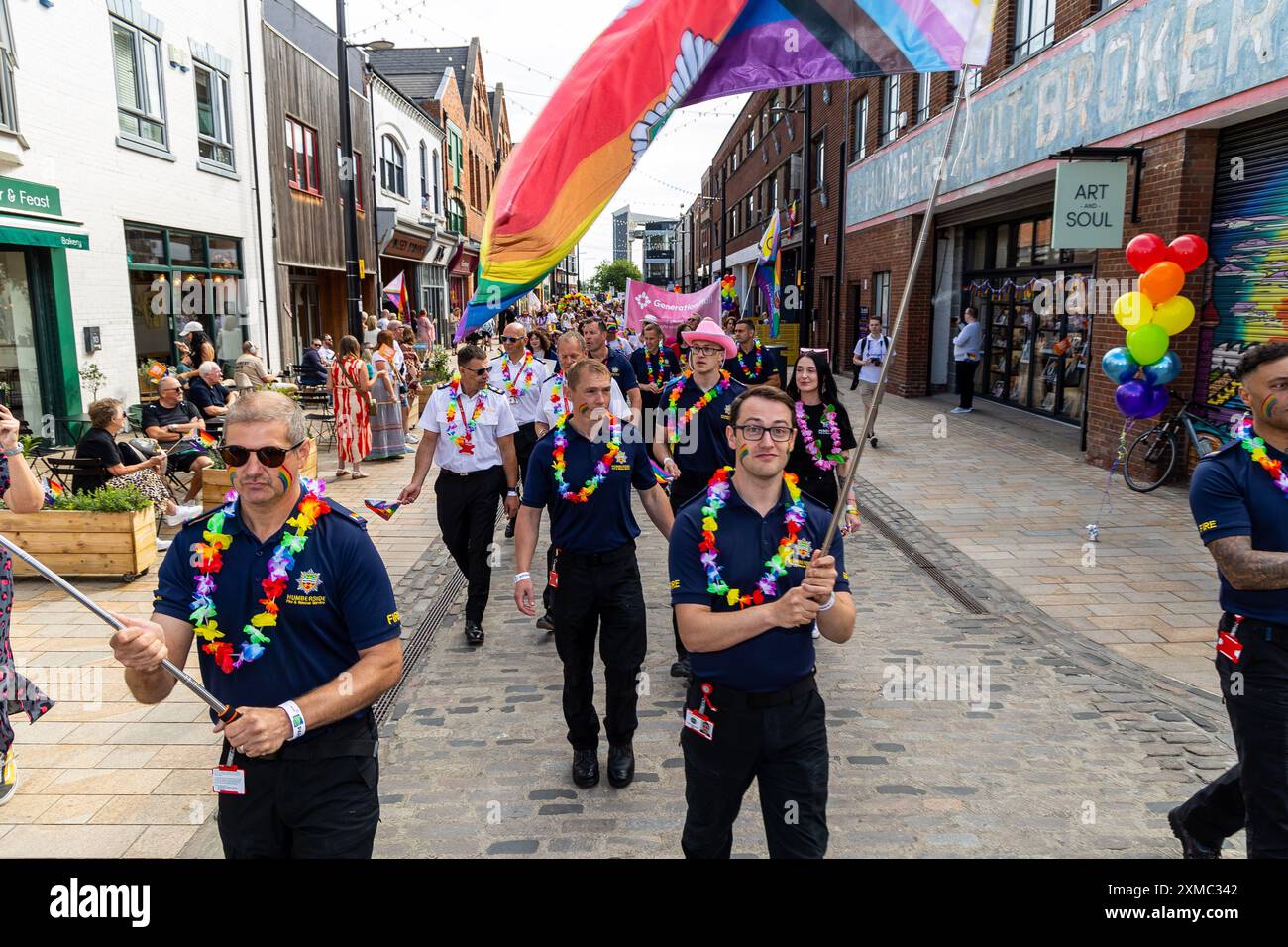 Hull, UK, 27 July 2024, Pride in Hull. Hundreds of people parade ...