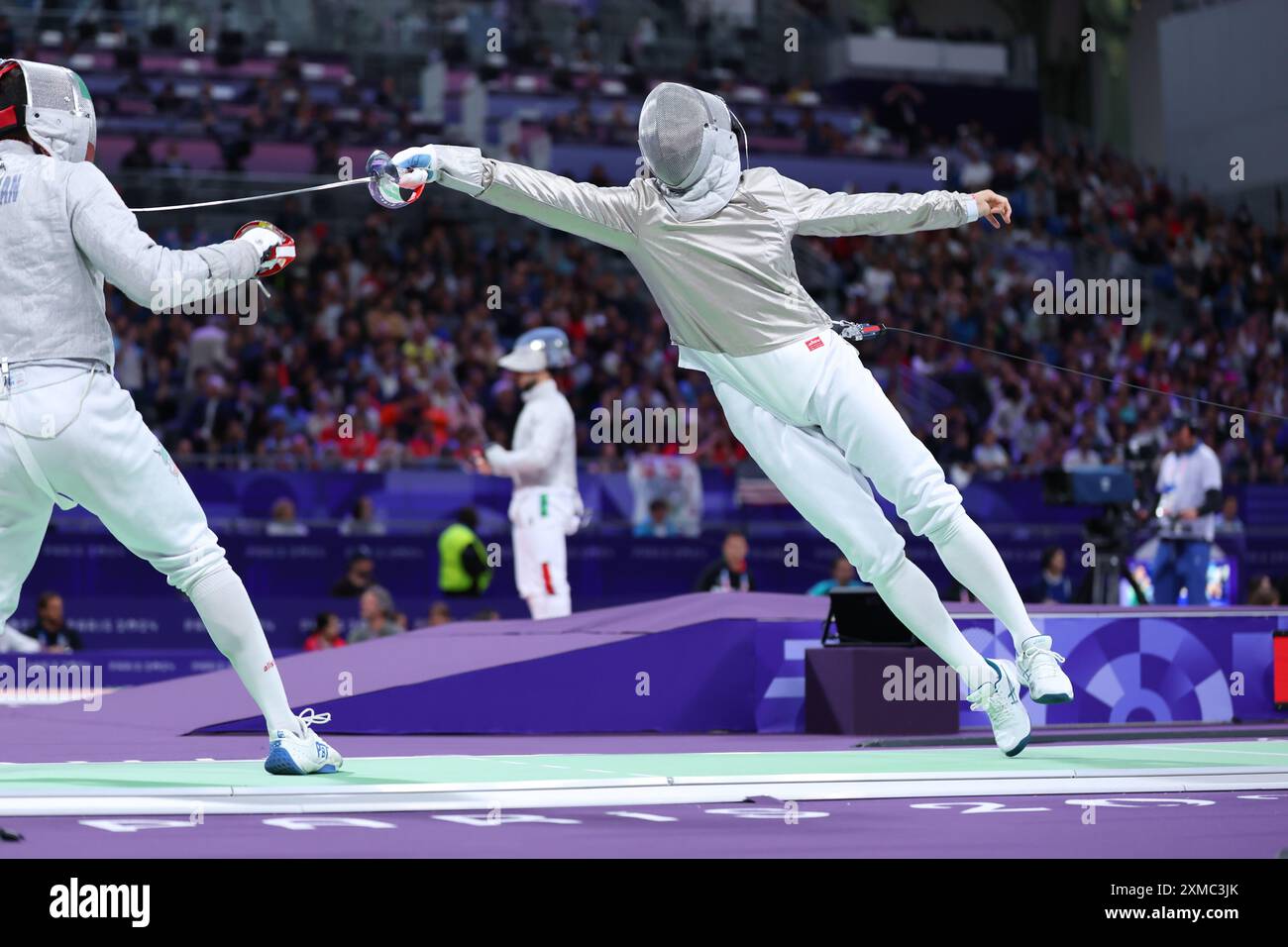 Paris, France. 27th July, 2024. Kento Yoshida (JPN) Fencing : Men's Sabre Individual Round of 32 ...