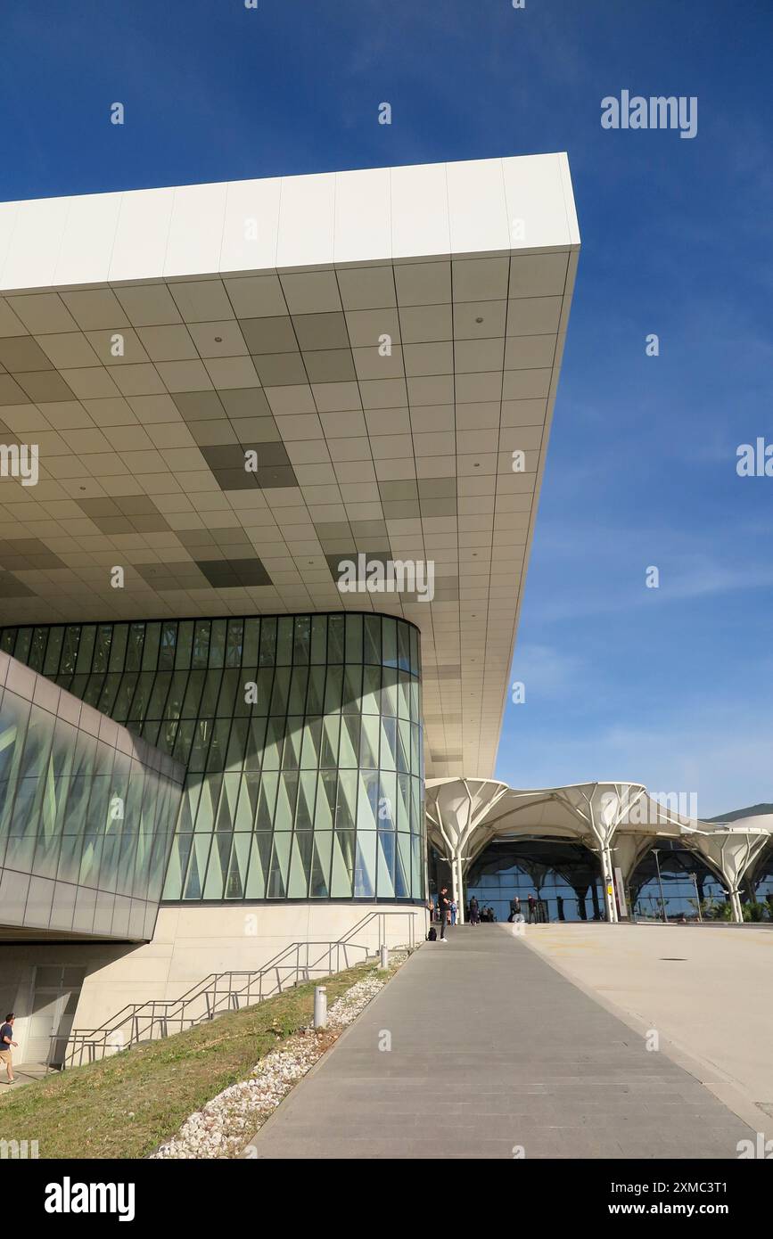 Split Airport; front facade of the main terminal building with steel ...