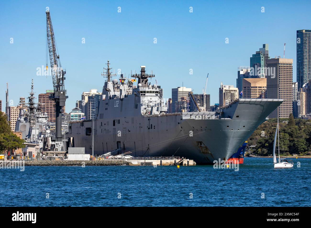 Sydney harbour Australia, Royal Australian Navy vessel HMAS Canberra ...