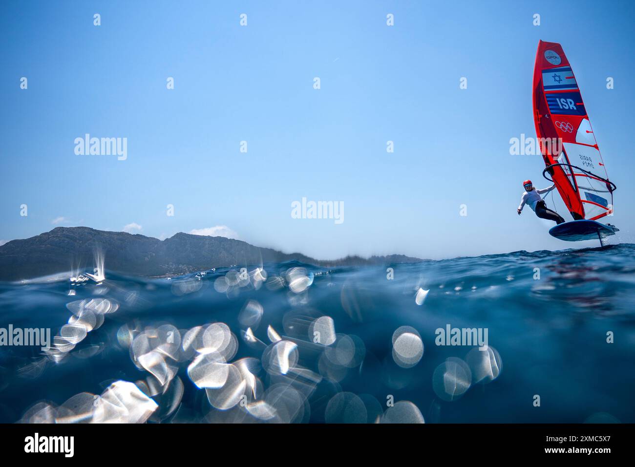 Sharon Kantor of Israel foils during women's iQFOiL windsurfing class ...