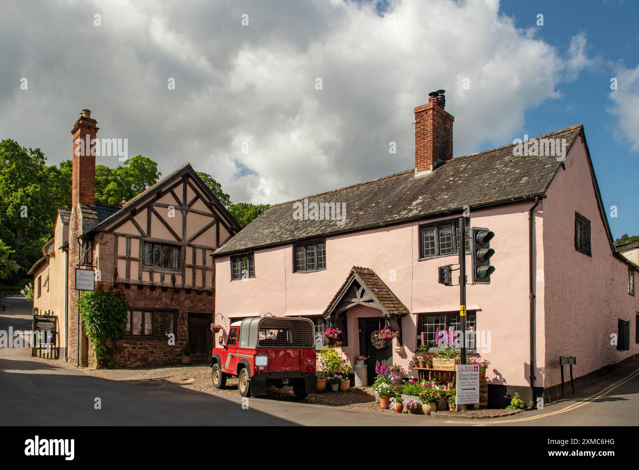 Old Buildings in High Street, Dunster, Somerset, England Stock Photo ...