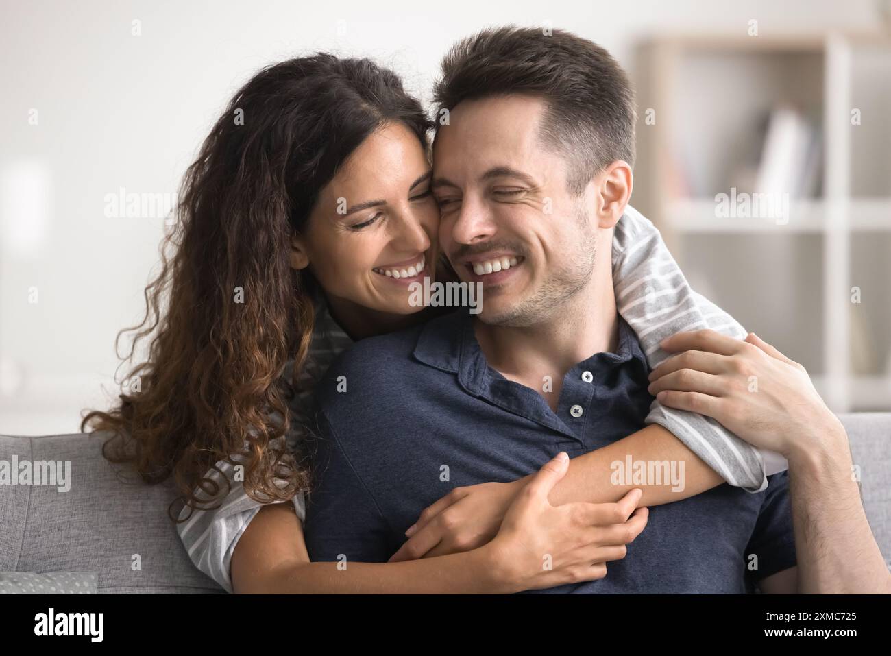Gentle couple bonding home closeup hi-res stock photography and images ...