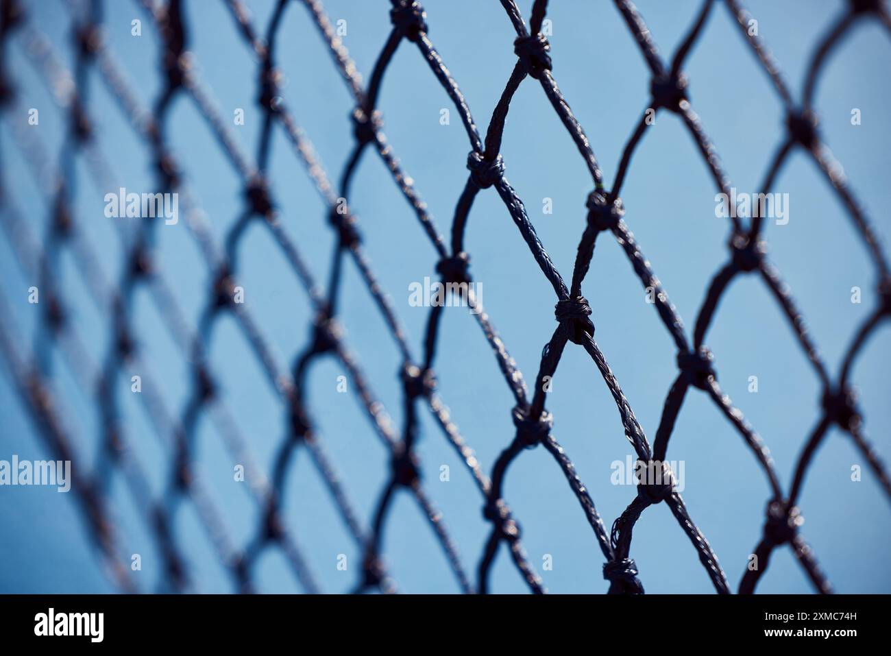 Net, tennis and game sport on court with polyester material, separate ...