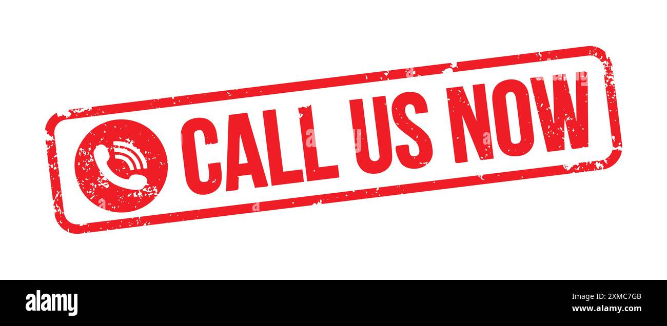 Call us now grunge red rubber stamp isolated on white background ...