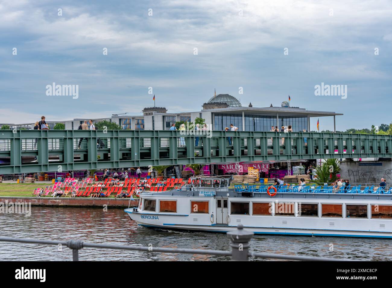 Berlin, Germany, July 26, 2024. Iron bridge for pedestrians across the ...