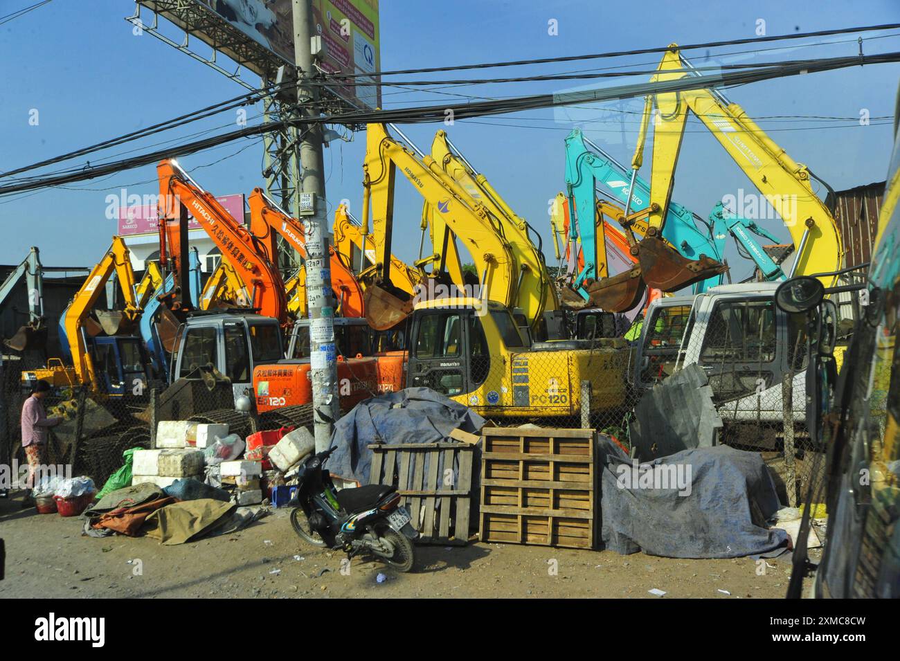 Excavator at a construction site, heavy machinery for earthworks and ...