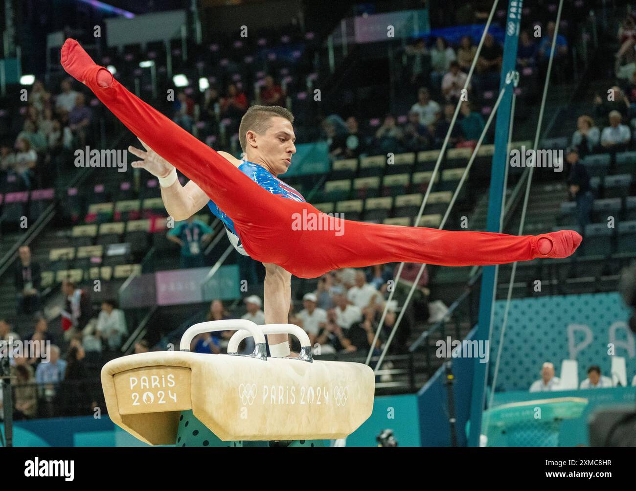 Paris, France. 27th July, 2024. USA's Paul Juda performs on the Pommel ...