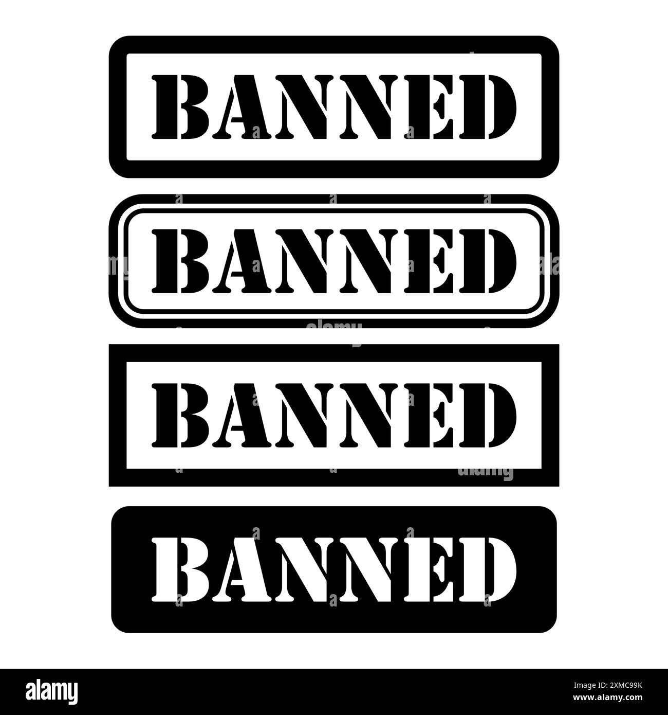 Set of Banned stamp symbol, label sticker sign button, text banner ...