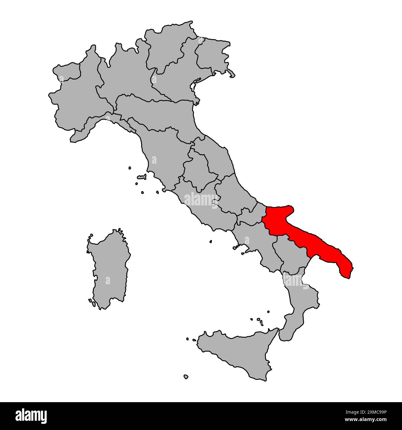 Italy map of Apulia symbol shape, travel web flat concept icon web ...