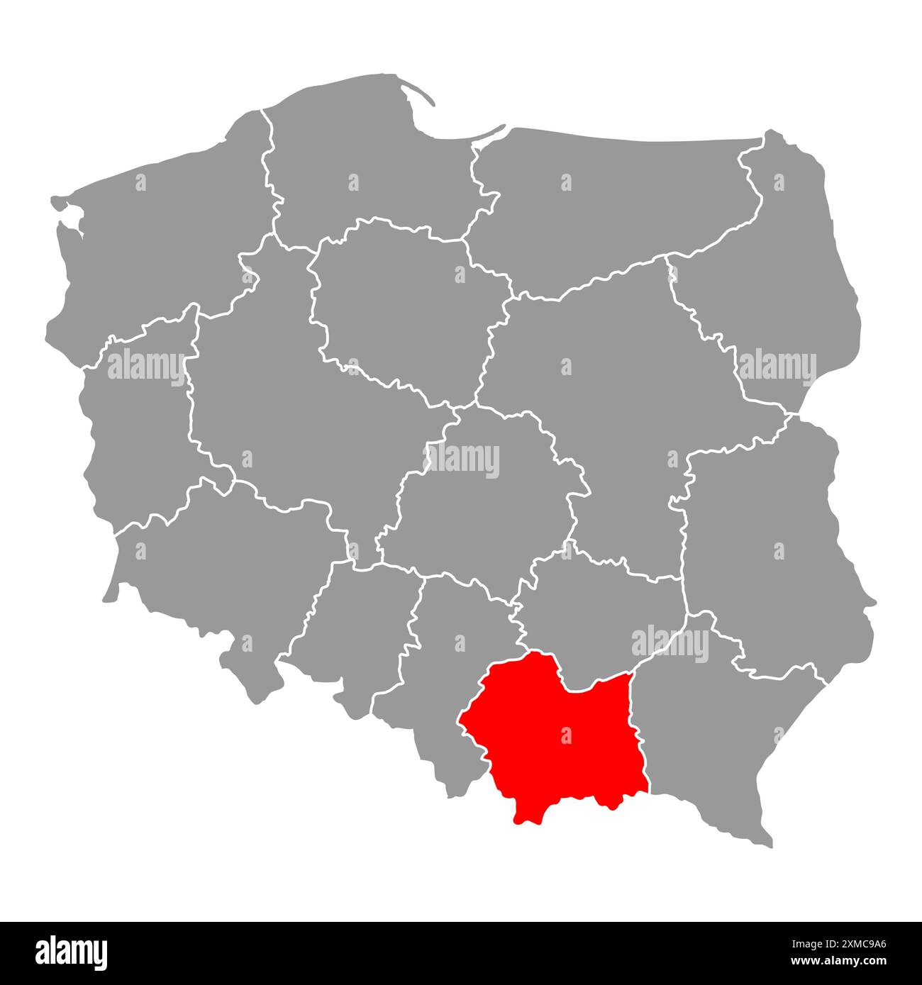 Lesser Poland of Poland map shape, travel web flat concept icon vector ...