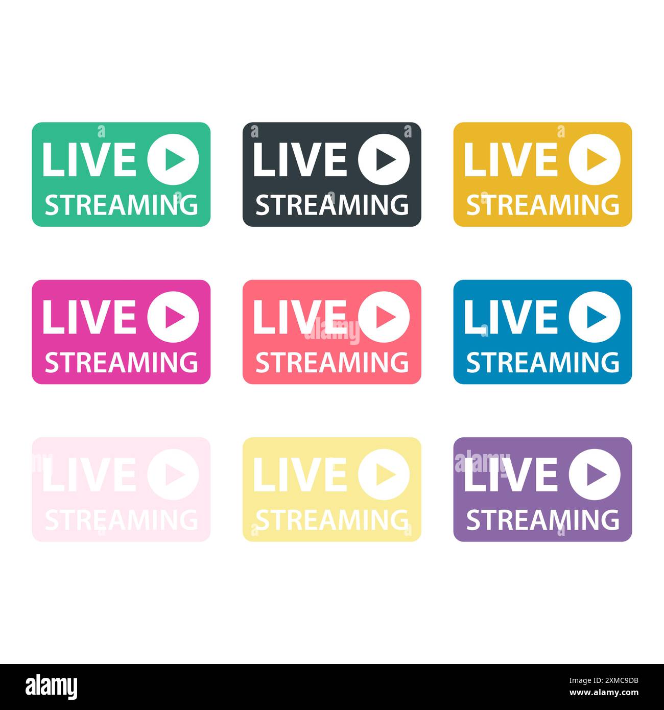 Set of Live streaming icon, stream button design, web player vector ...