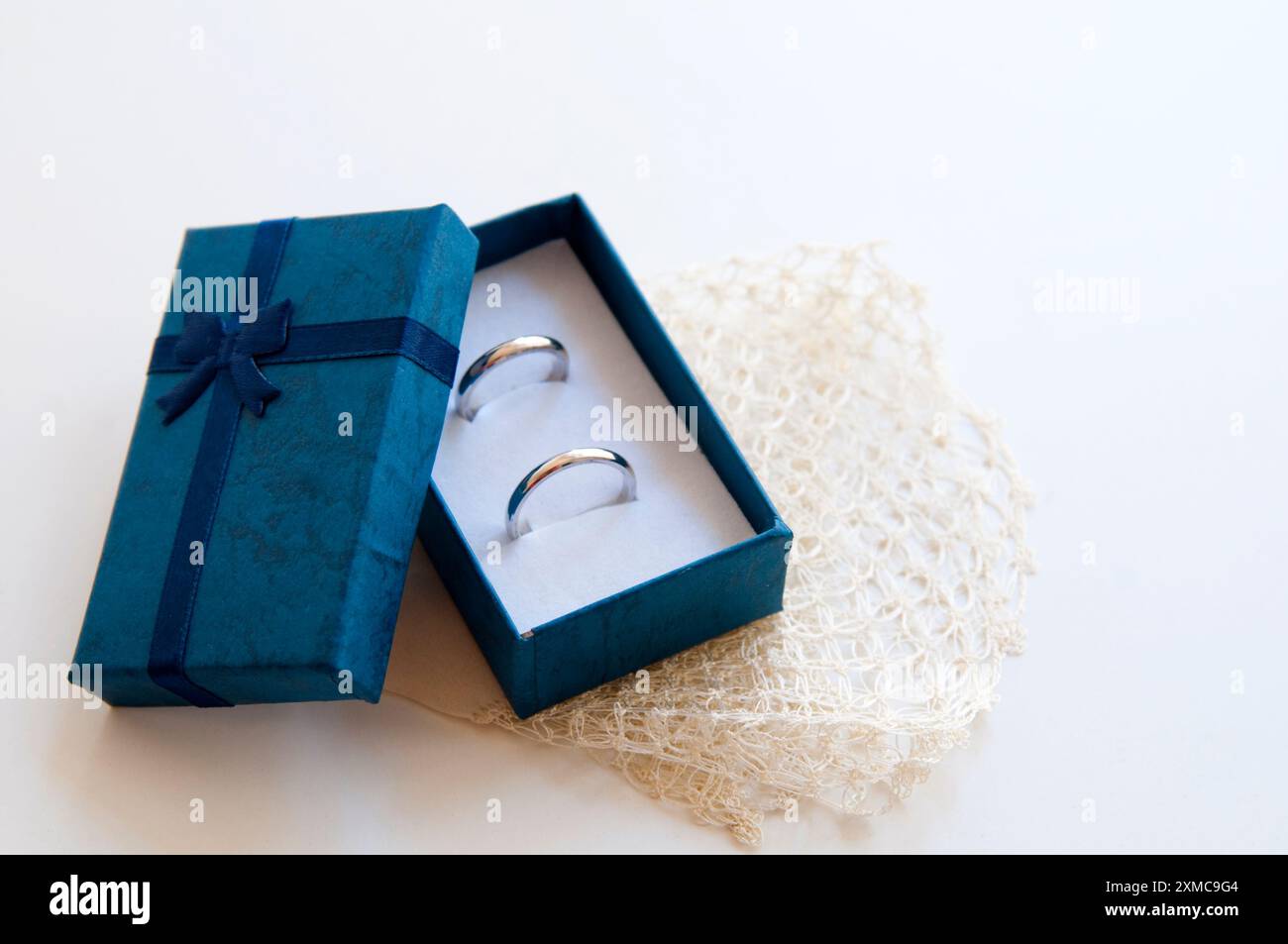 Wedding rings in a box. Close view Stock Photo - Alamy