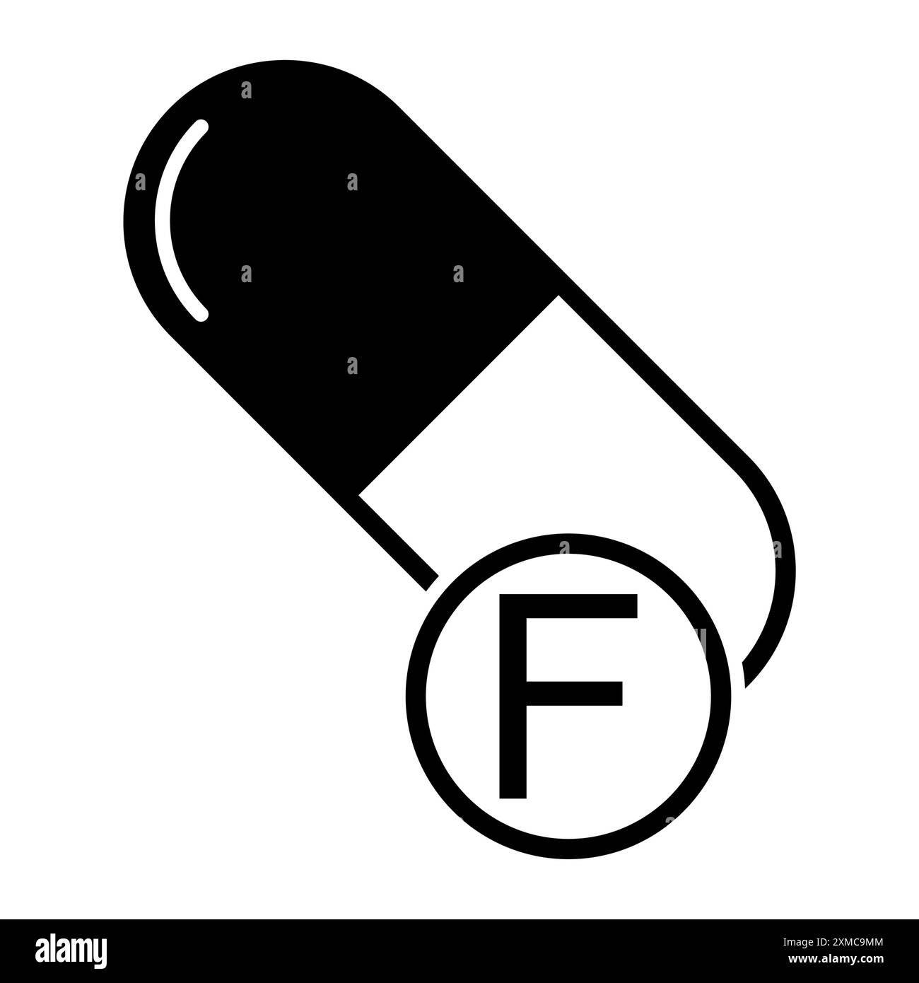 Mineral F icon, healthy medicine pill supplement symbol, complex ...
