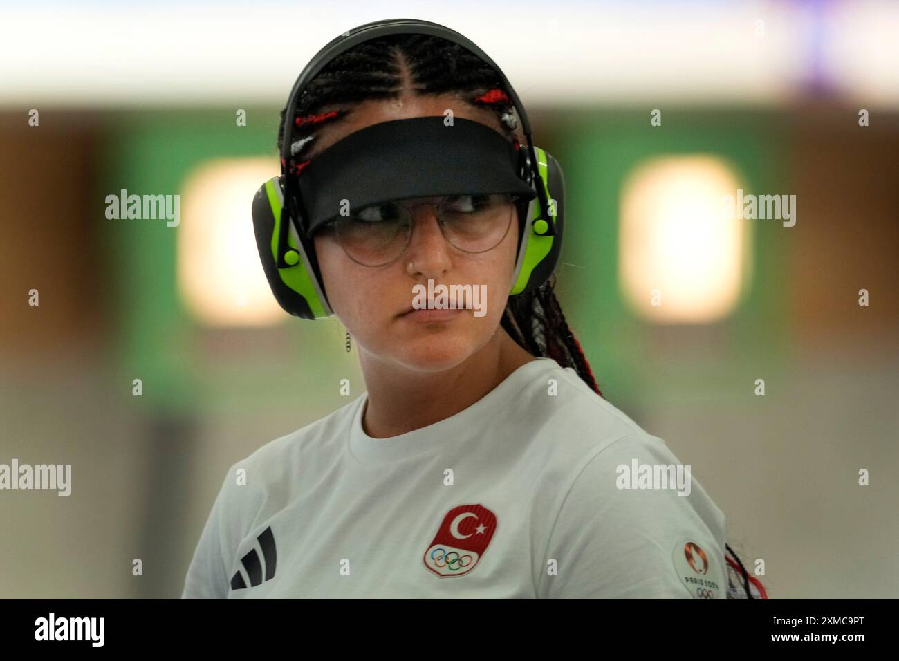 Turkey's Tarhan Sevval IIayada competes in the 10m air pistol women's ...