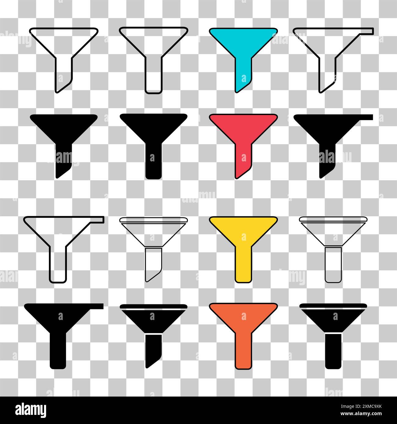 Set Of Filter Button Web Shape Icon Filtering Symbol Funnel Sign