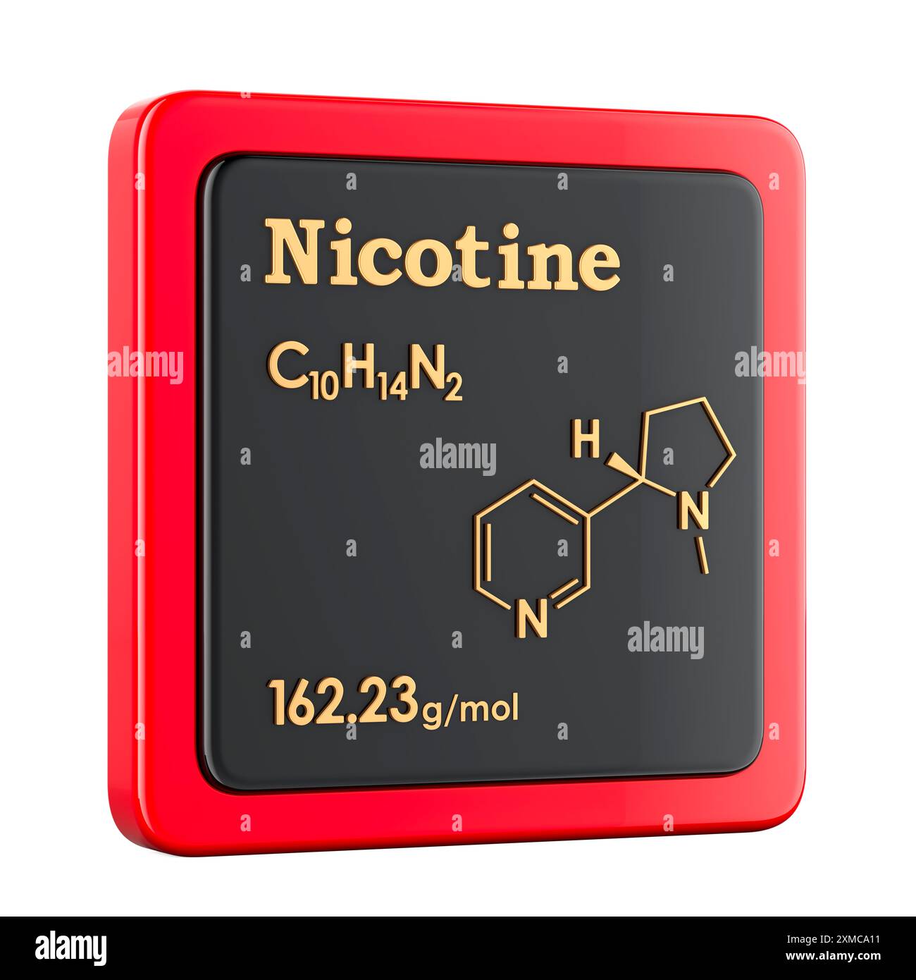 Nicotine Icon, chemical formula and molecular structure. 3D rendering ...