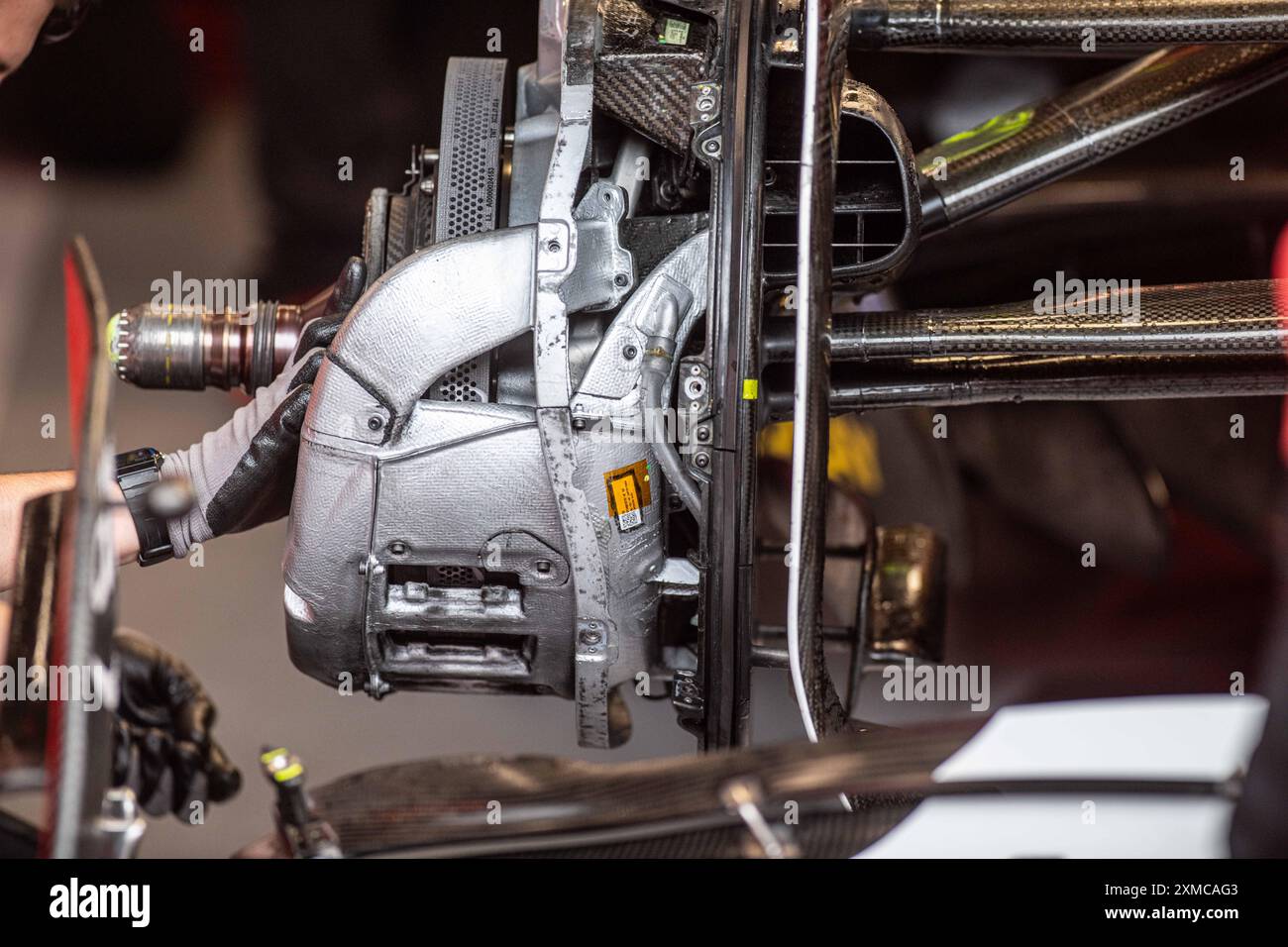 Spa, Belgium. 27th July, 2024. Detail shot shows the braking system of ...