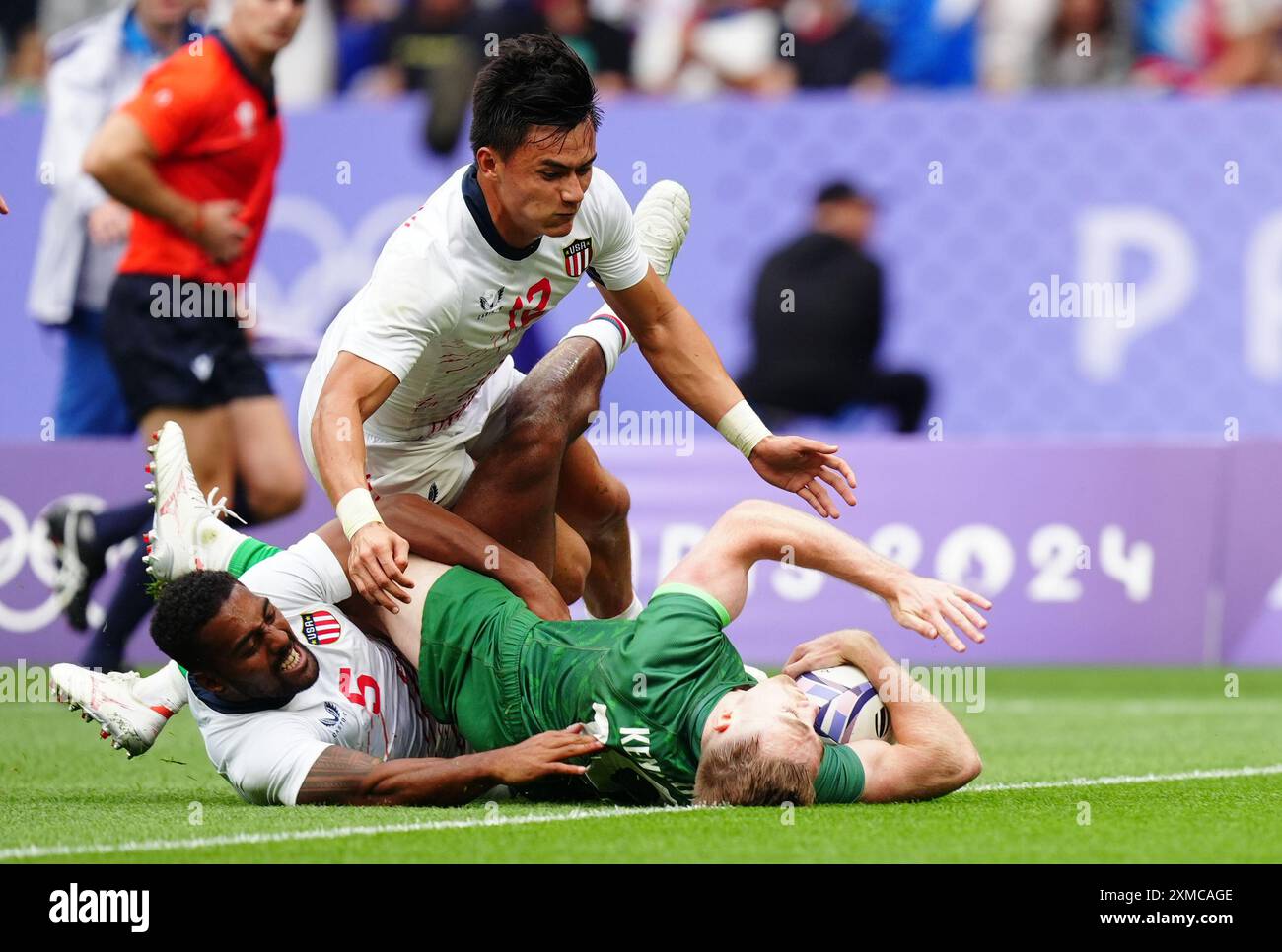 Ireland's Terry Kennedy scores a try against the USA during the rugby ...