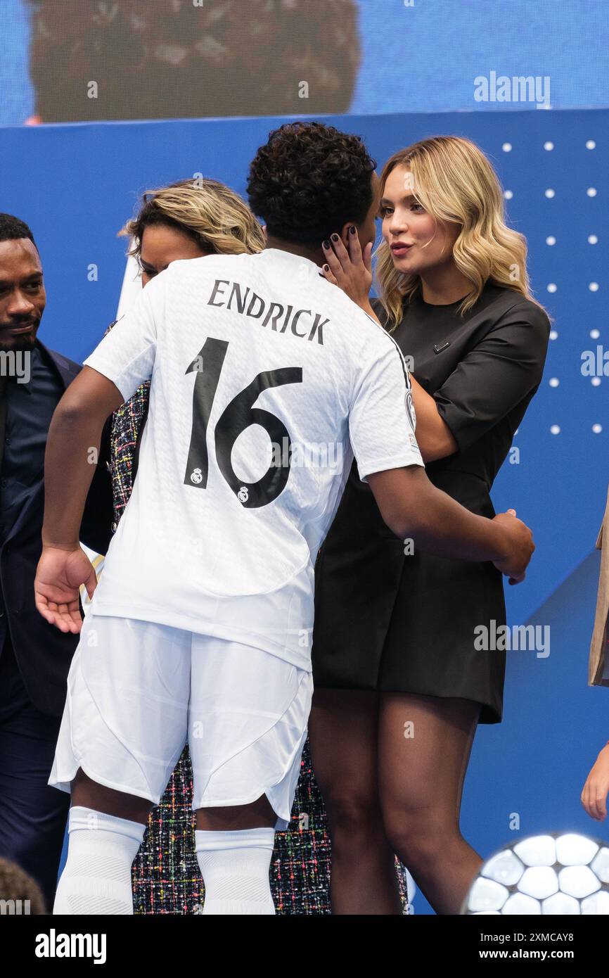 Endrick Felipe Moreira de Sousa during his presentation as a new Real Madrid player at Estadio ...