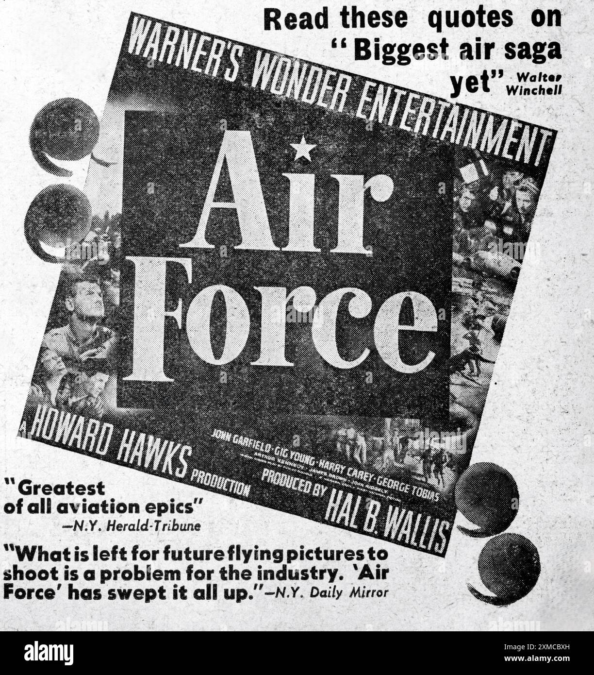 JOHN GARFIELD GIG YOUNG HARRY CAREY and GEORGE TOBIAS in AIR FORCE 1943 ...