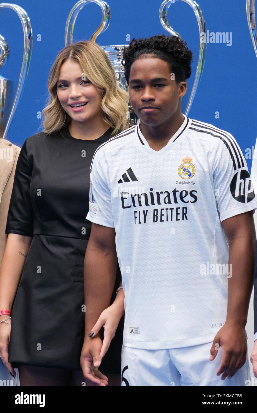Madrid, Spain. 27th July, 2024. Endrick Felipe Moreira de Sousa during his presentation as a new ...