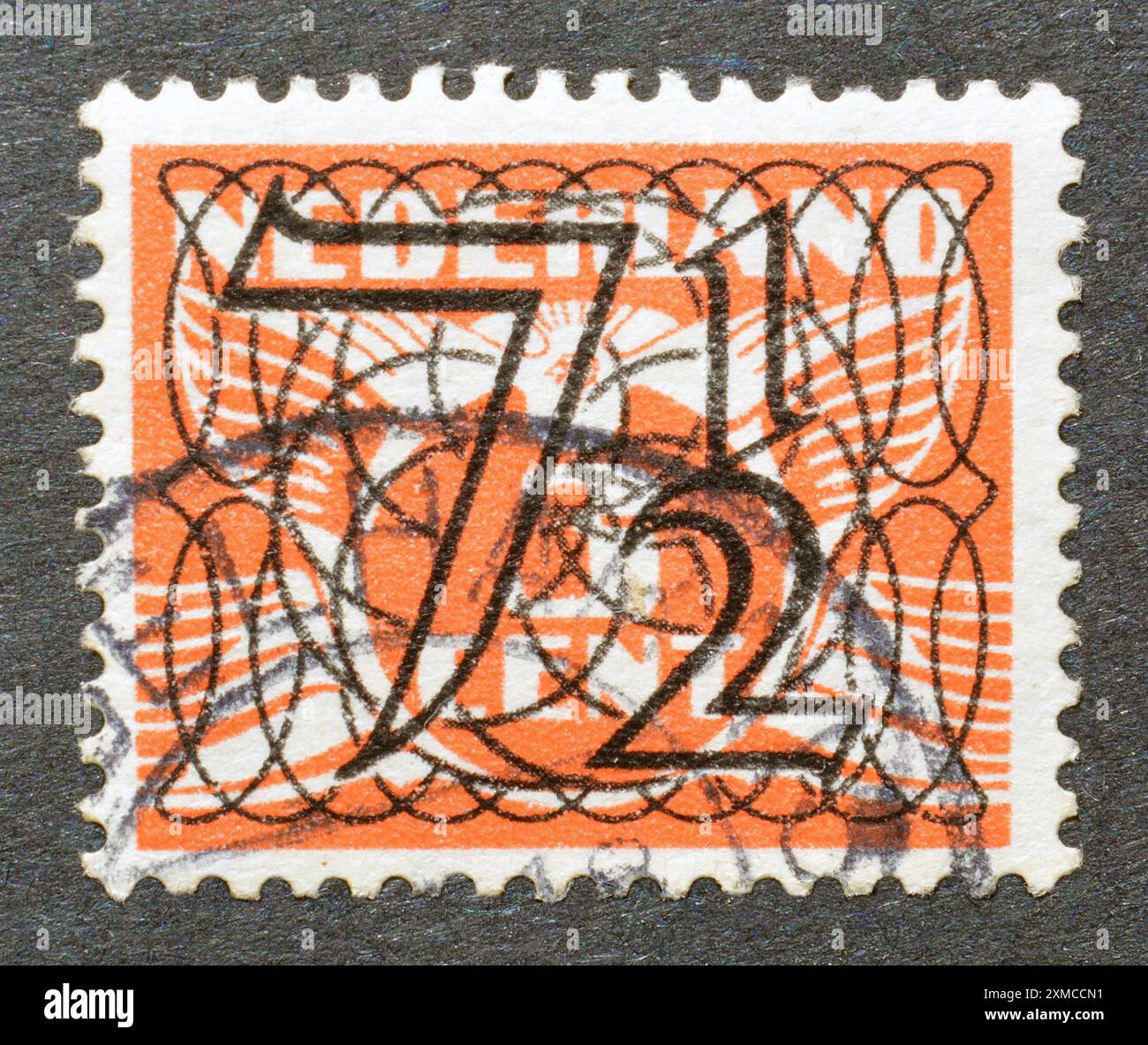 Cancelled postage stamp printed by Netherlands, that shows Coat of arms ...
