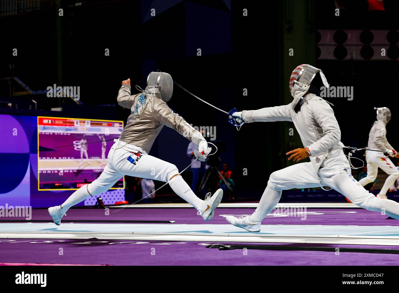 PIANFETTI Maxime of France, SARON Mitchell of United States Men's Sabre ...