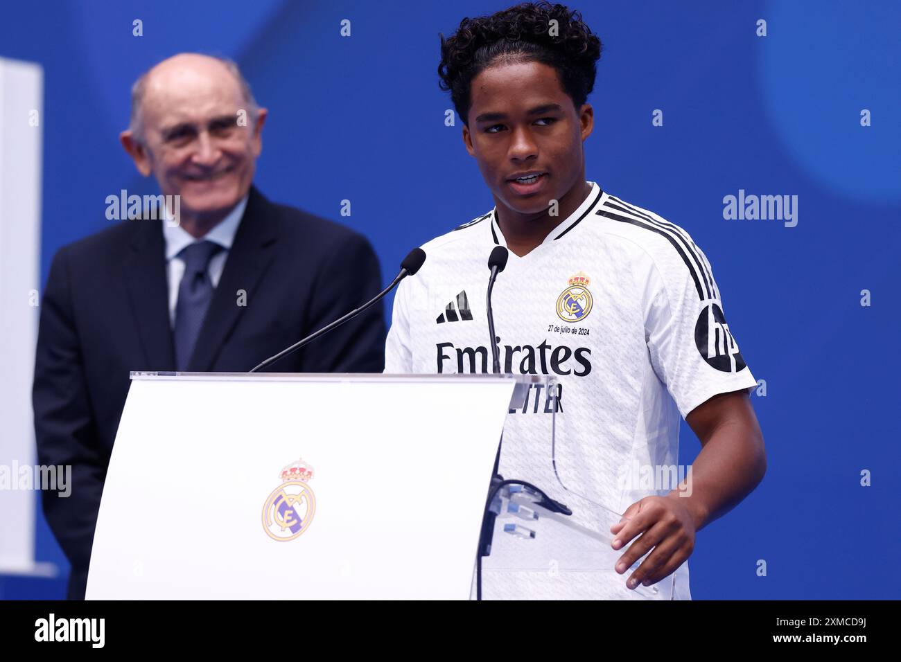 Endrick Felipe attends during his presentation as new player of Real ...