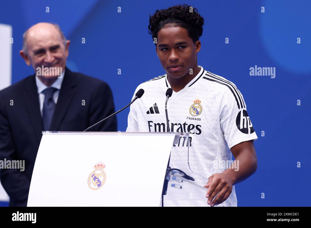 Endrick Felipe attends during his presentation as new player of Real ...