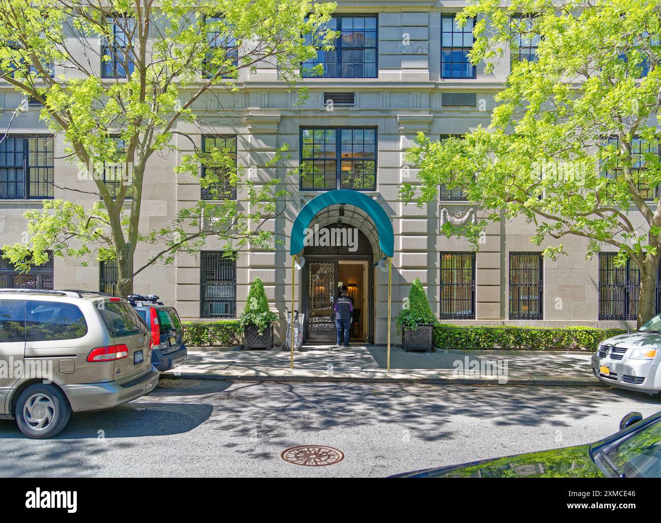 Upper East Side: Canopied entrance of 2 East 70th Street, designed by ...