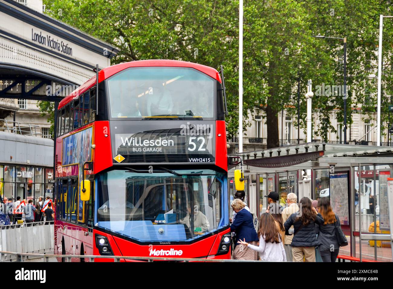 London, England, UK - 27 June 2023: Red Metroline double decker bus at ...