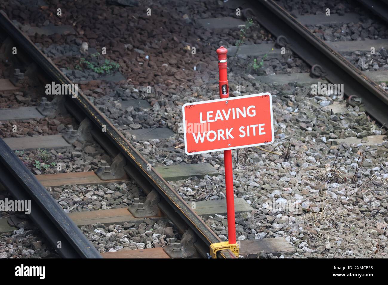Leaving Work Site sign on the London Underground at Osterley station ...