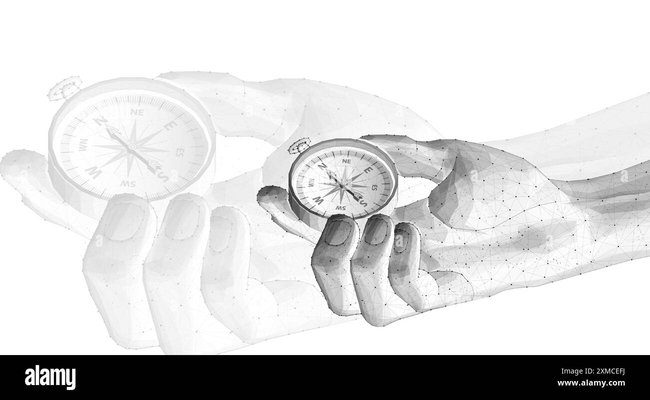 Compass in digital hand. business strategic explorer, Vision crisis ...