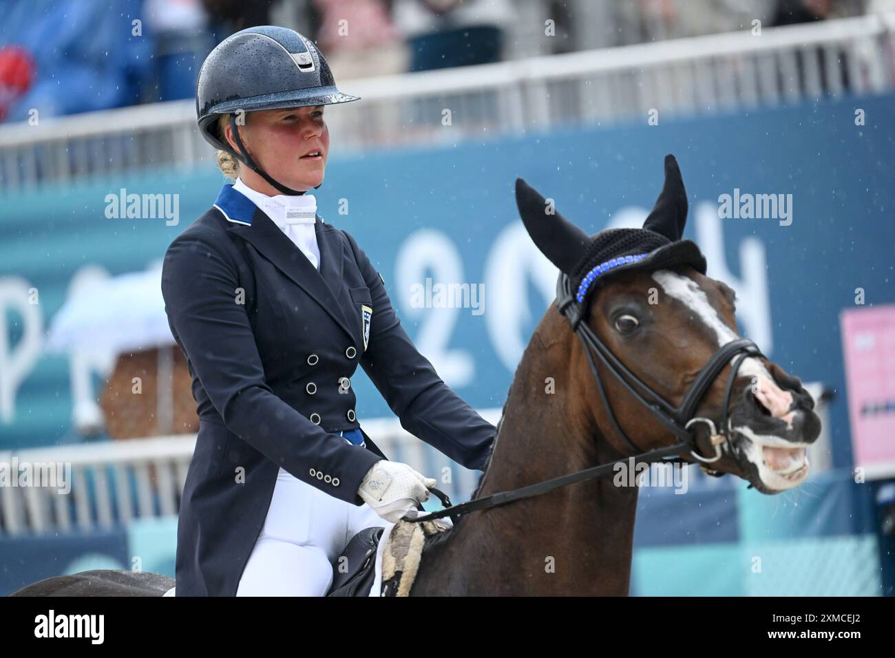 Paris, France. 27th July, 2024. Sanna Siltakorpi of Finland rides Bofey ...