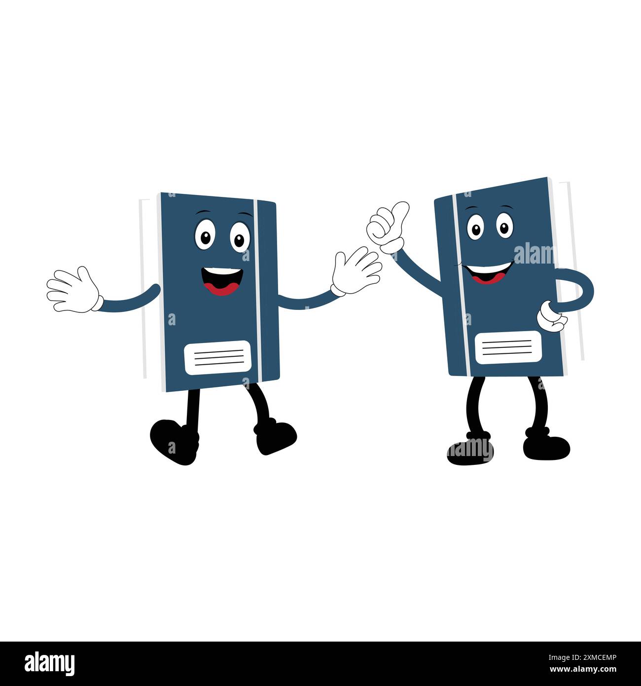 Cute cartoon book set character with different emotions and in action ...