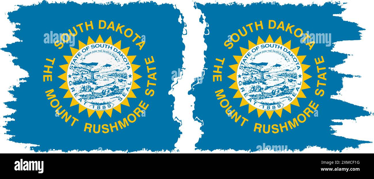 South Dakota and South Dakota states grunge brush flags connection ...