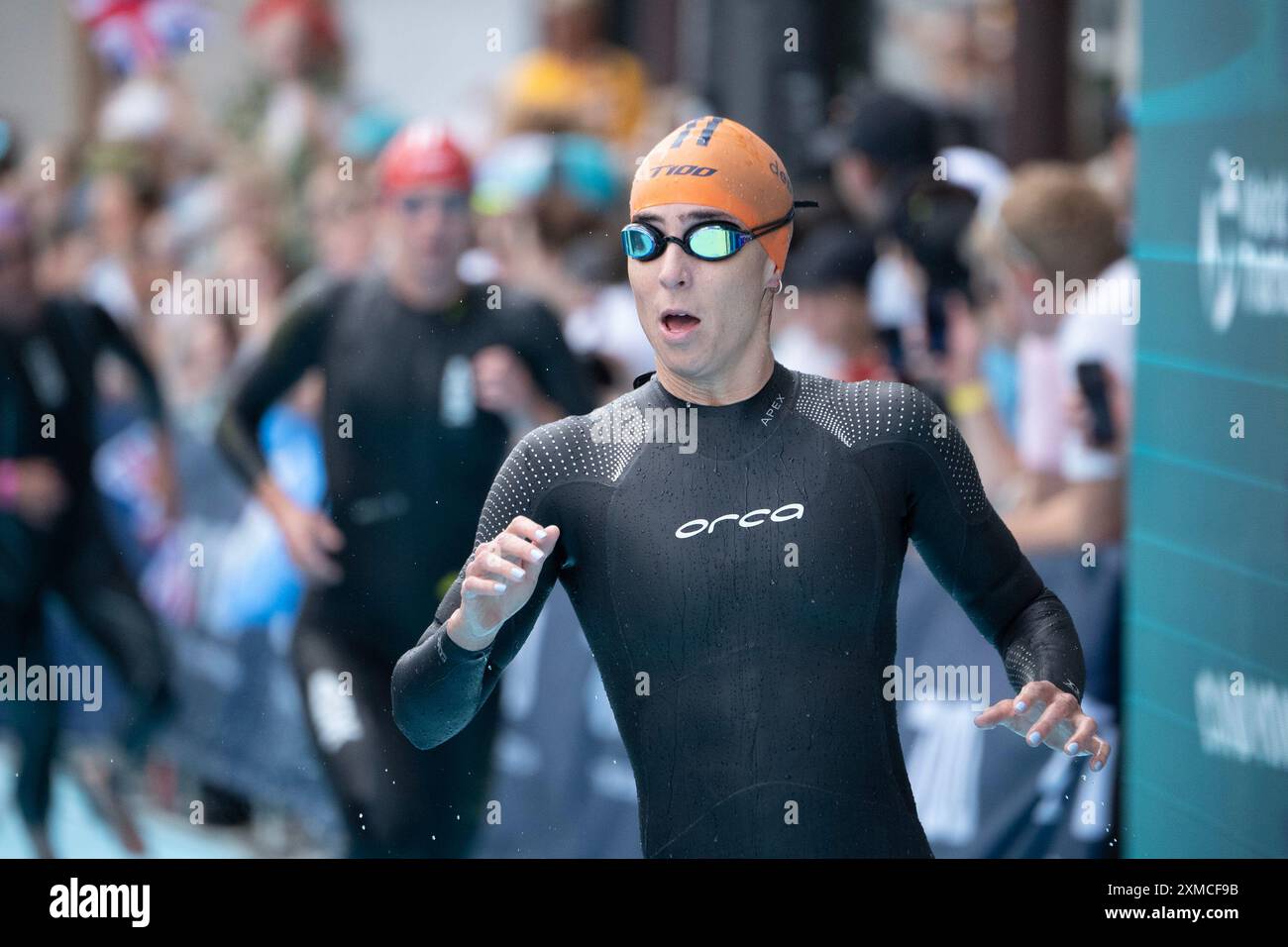London, Royal Victoria Docks, UK. 27th July 2024. The T100 Triathlon ...
