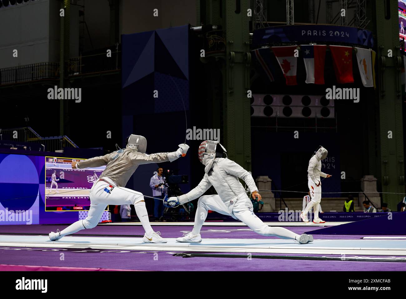 PIANFETTI Maxime of France, SARON Mitchell of United States Men's Sabre ...