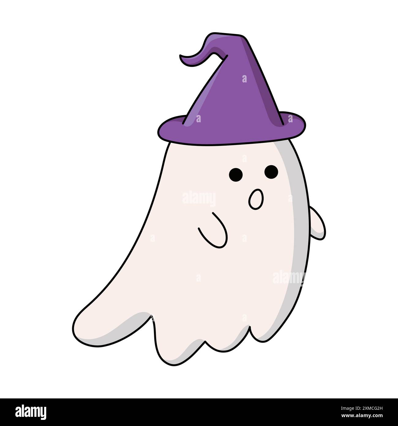 A cute white ghost wearing a purple witch hat Stock Vector Image & Art - Alamy